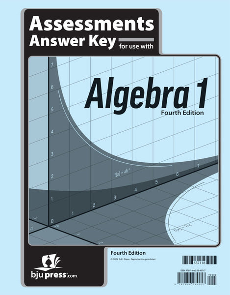 BJU Press Algebra 1 Assessments Answer Key (Tests Answer Key), 4th ...