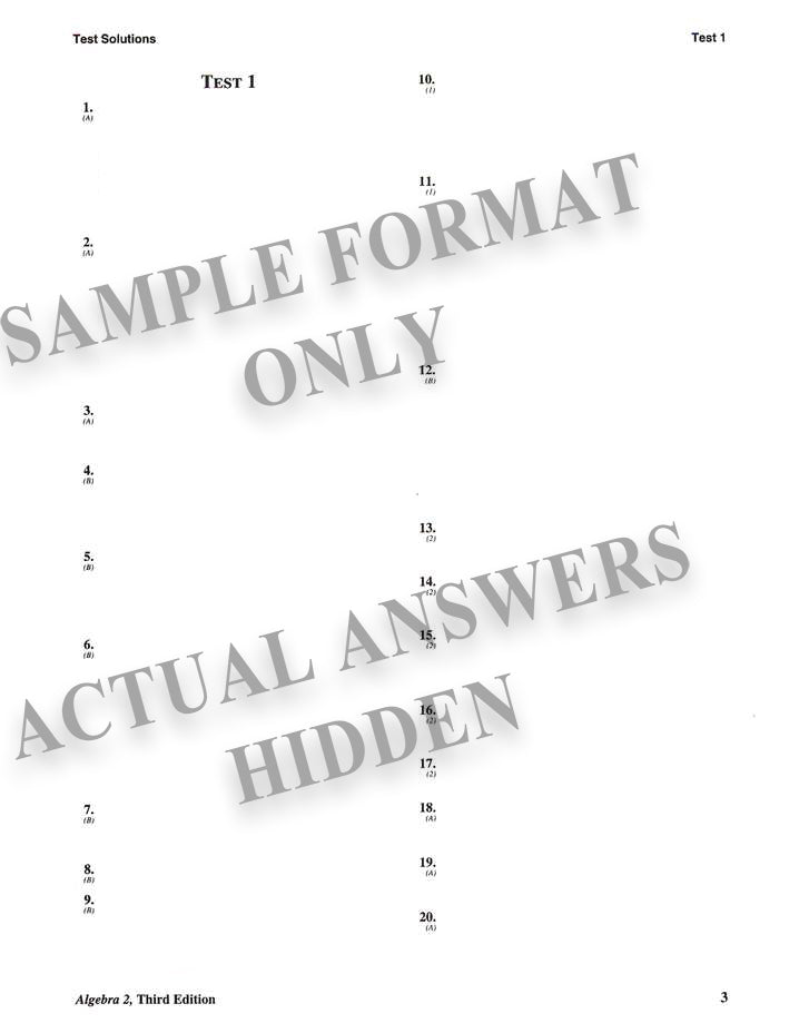 Saxon Math Algebra 2 Answer Keys & Tests, 3rd Edition | R.O.C.K. Solid ...