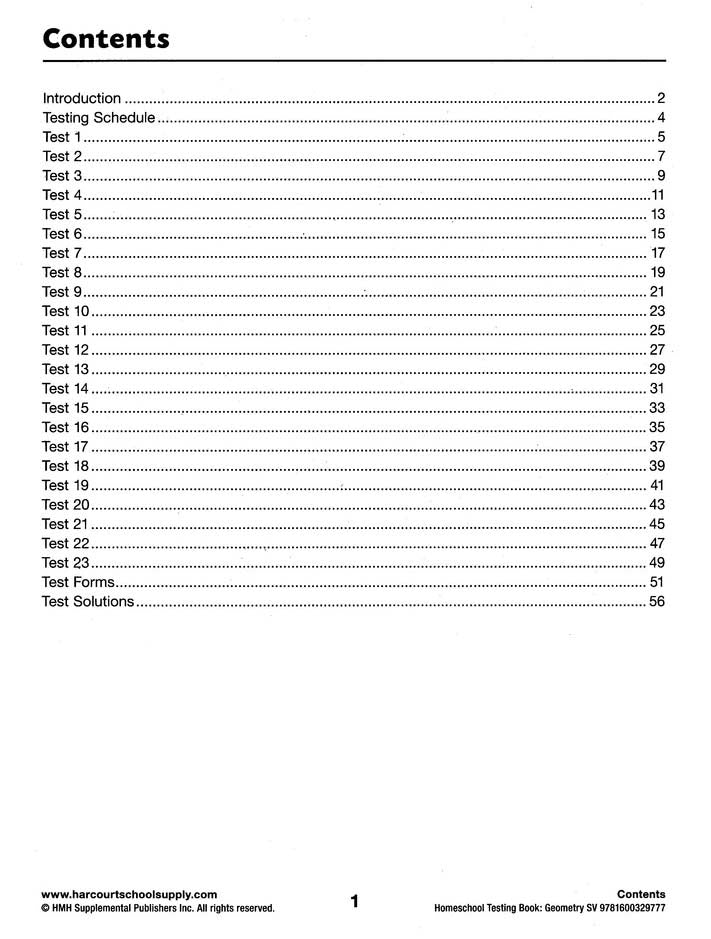 Saxon Math Geometry Homeschool Testing Book | R.O.C.K. Solid Home ...