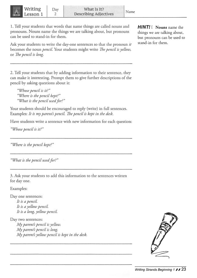 Writing Strands: Beginning 1 (Grade 5-8) | R.O.C.K. Solid Home School Books