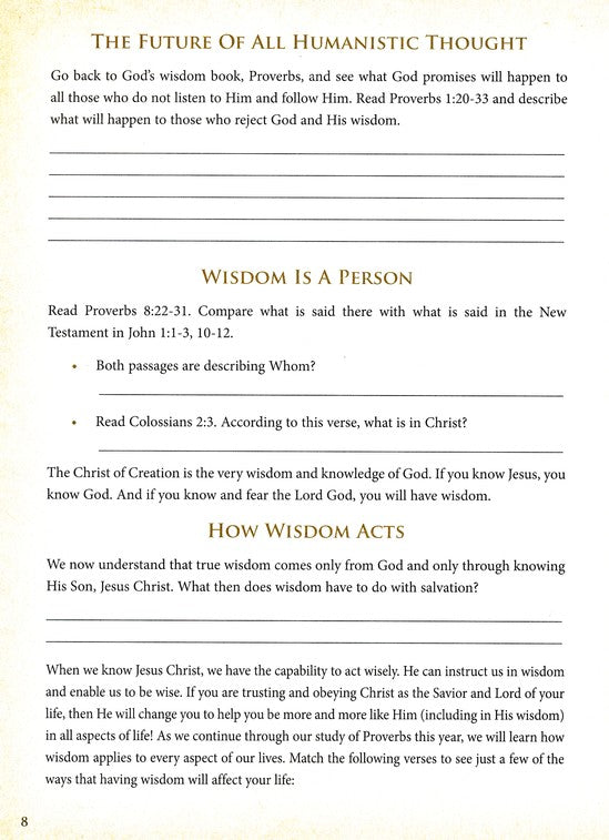 Wise Up: Wisdom in Proverbs Student Manual (Grades 6-8) | R.O.C.K ...