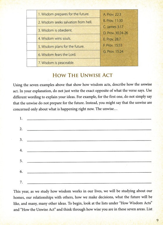 Wise Up: Wisdom in Proverbs Student Manual (Grades 6-8) | R.O.C.K ...