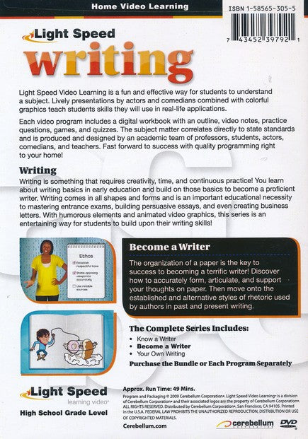 Light Speed Writing: Become a Writer DVD | R.O.C.K. Solid Home School Books