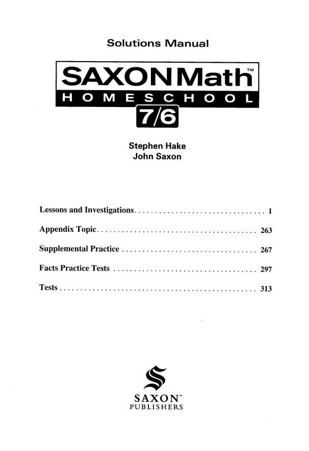 Saxon Math 76 Solutions Manual, 4th Edition | R.O.C.K. Solid Home ...