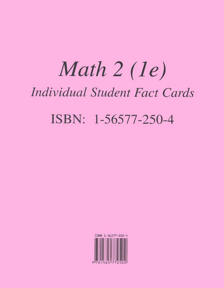 Saxon Math 2 Workbook and Fact Cards Set | R.O.C.K. Solid Home School Books