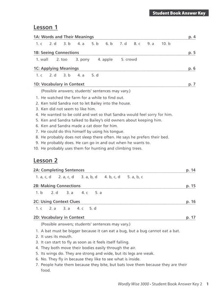 Wordly Wise 3000 Grade 2 Answer Key, 4th Edition | R.O.C.K. Solid Home ...