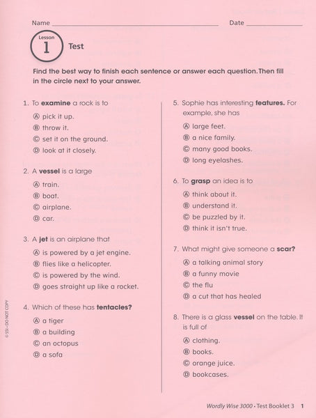 Wordly Wise 3000 Grade 3 Tests, 4th Edition | R.O.C.K. Solid Home ...